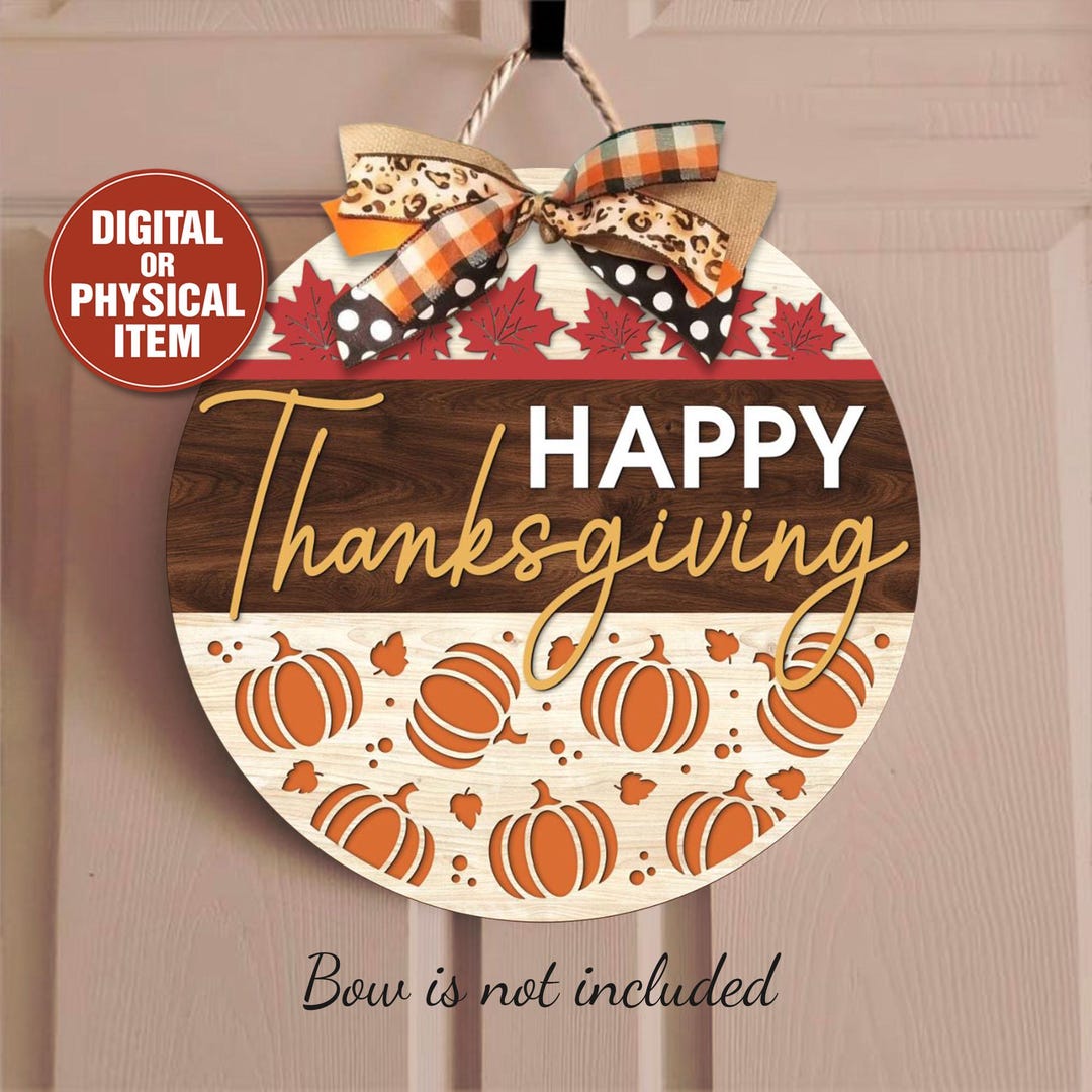 Happy Thanksgiving Door Sign, Thankful Pumpkin Door Sign, Thankful Door ...