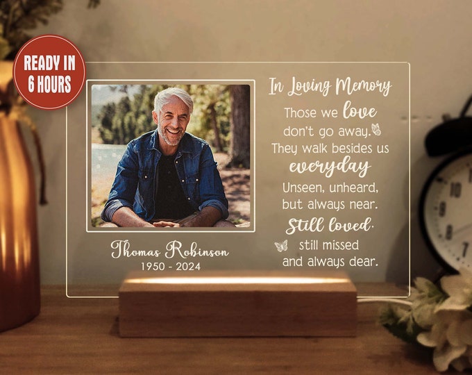 Custom Photo Memorial 16 Oz Mason Jar Light in Loving Memory Light ...