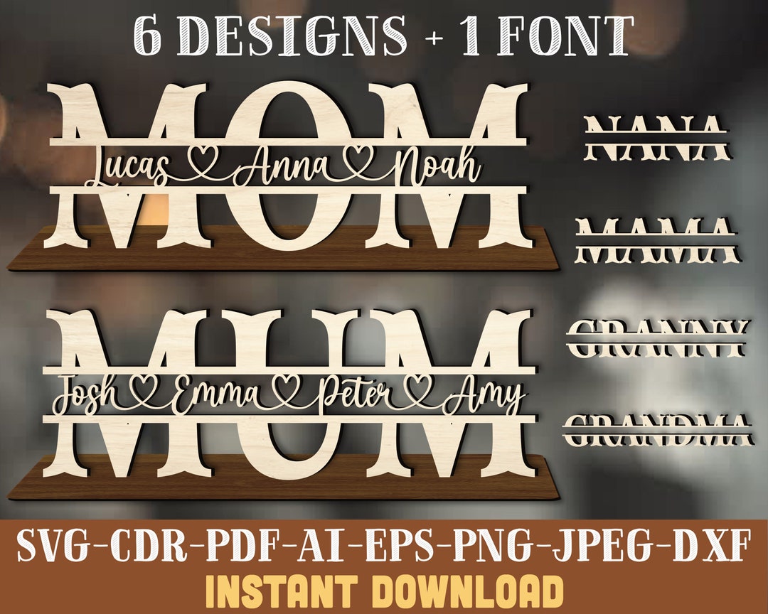 Mom SVG Mum SVG Mother's Day SVG Mama Svg Mom Split Name Frame Svg Mom ...
