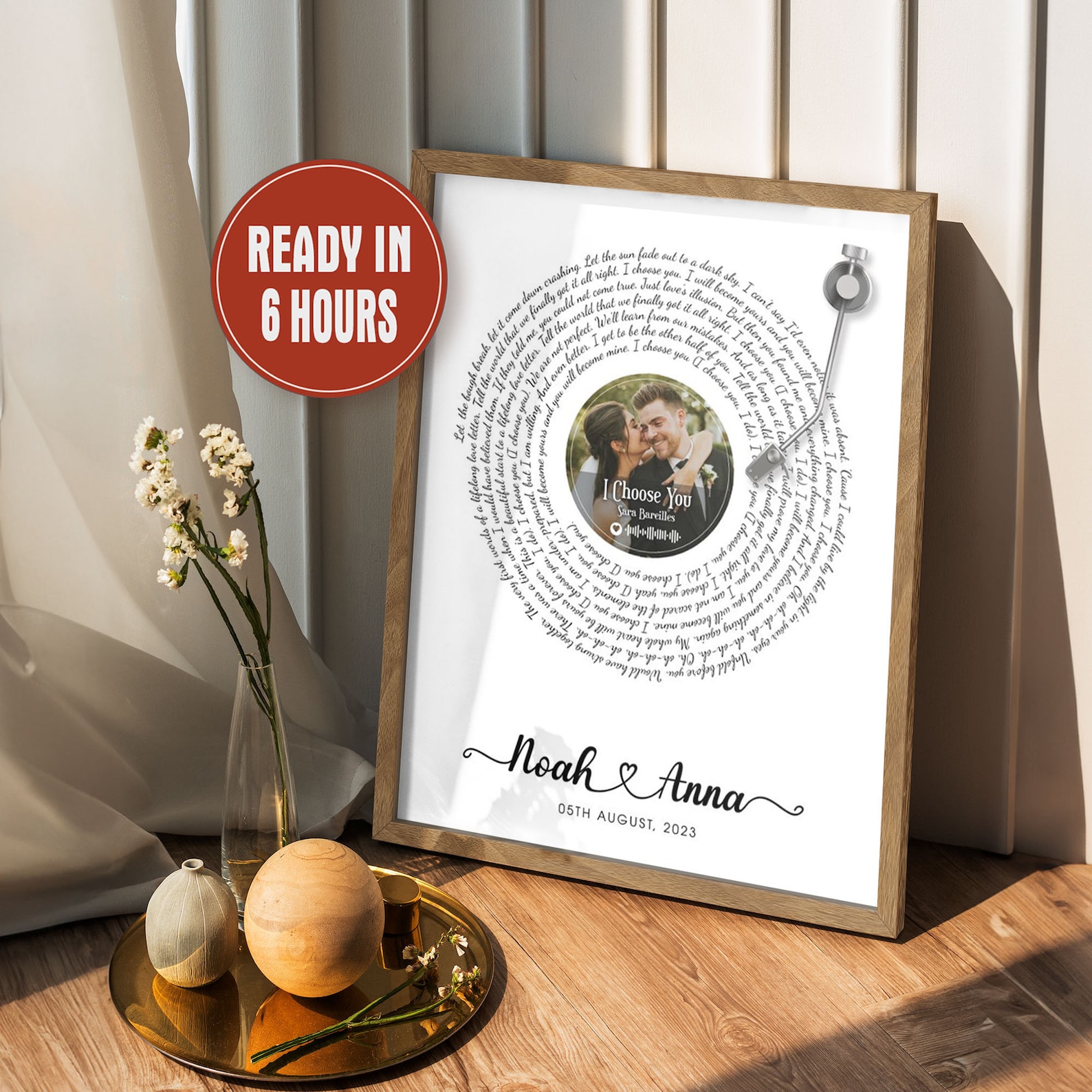 Custom Vinyl Record Song Lyrics Print With Photo Gift for Wedding 1st ...