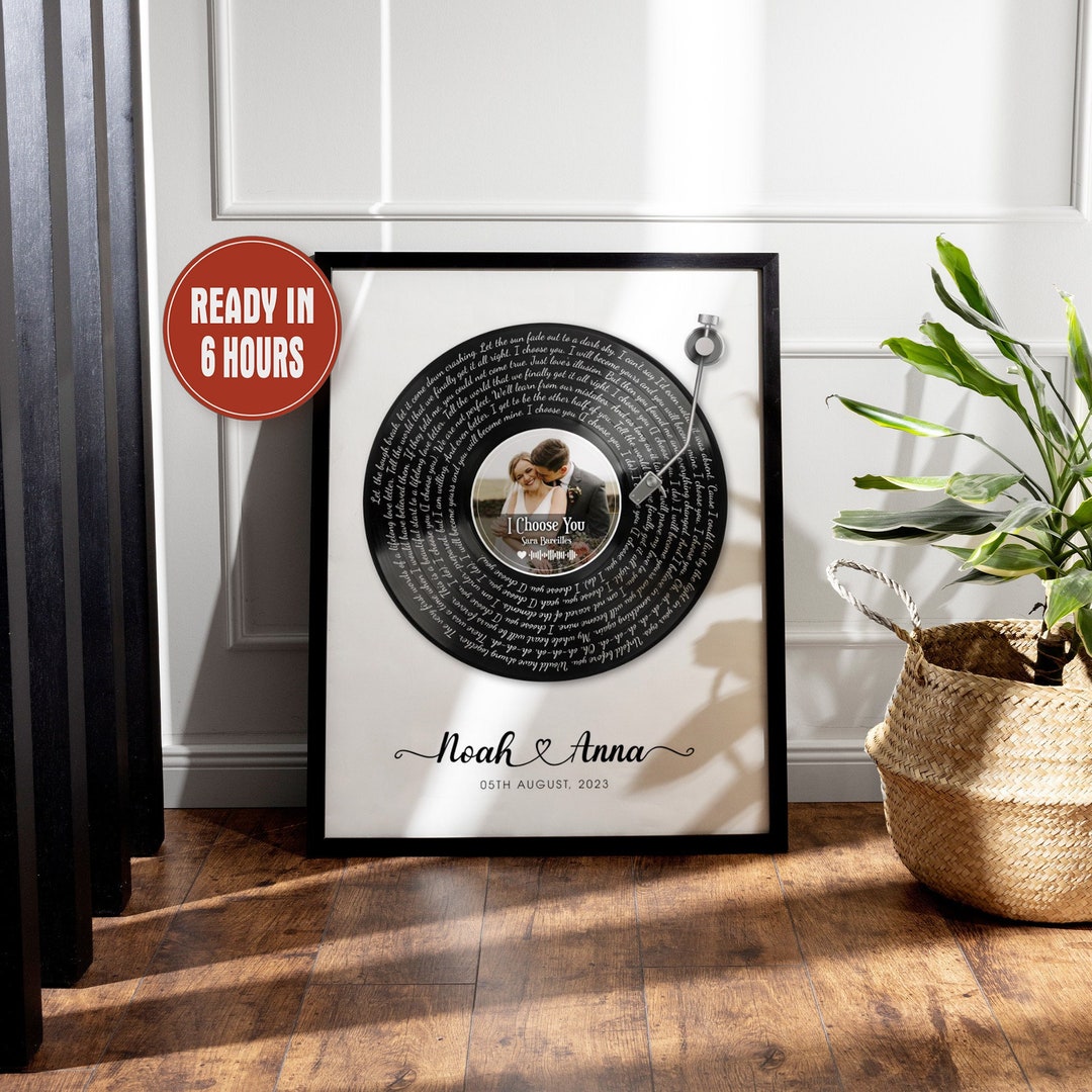 Vinyl Record Song Lyrics Print With Photo Gift for Wedding Song Lyrics ...