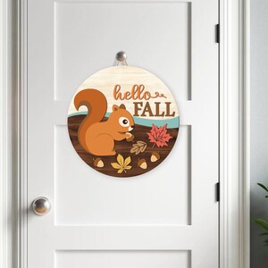 Hello Fall Squirrel Door Sign, Hello Fall Door Sign, Hello Fall Welcome ...