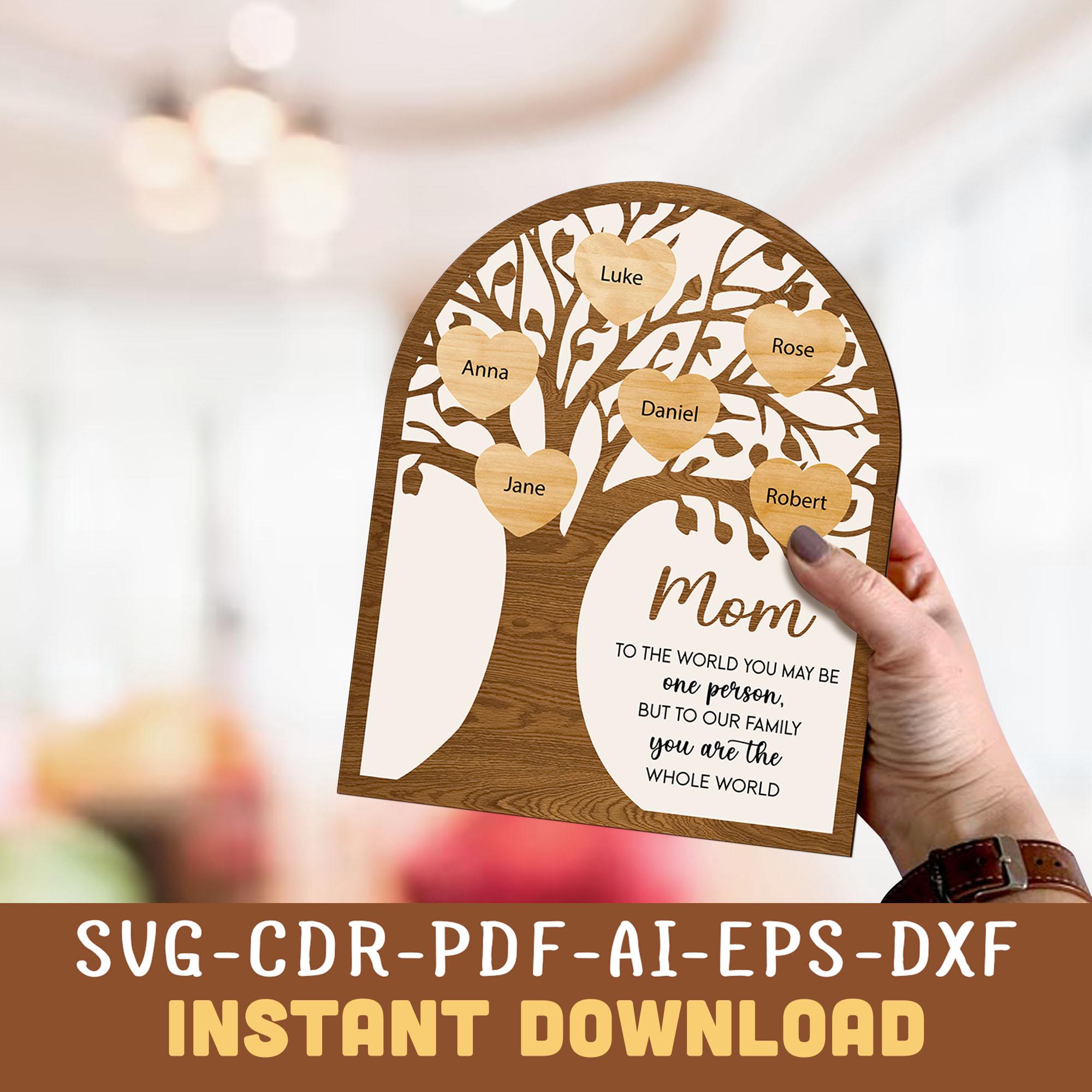 Family Tree mother's Day SVG Laser Cut Digital Files, Mom Tree Svg ...