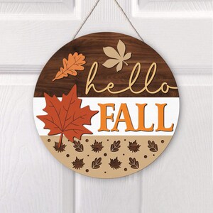 Fall Door Sign, Hello Fall Door Sign, Fall Leaves Sign, Maple Leaves ...