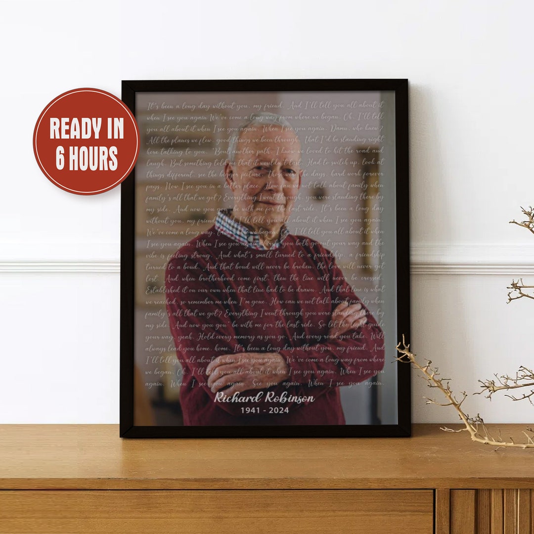 Personalized Memorial Song Lyric Canvas Print, Photo Remembrance Gift ...