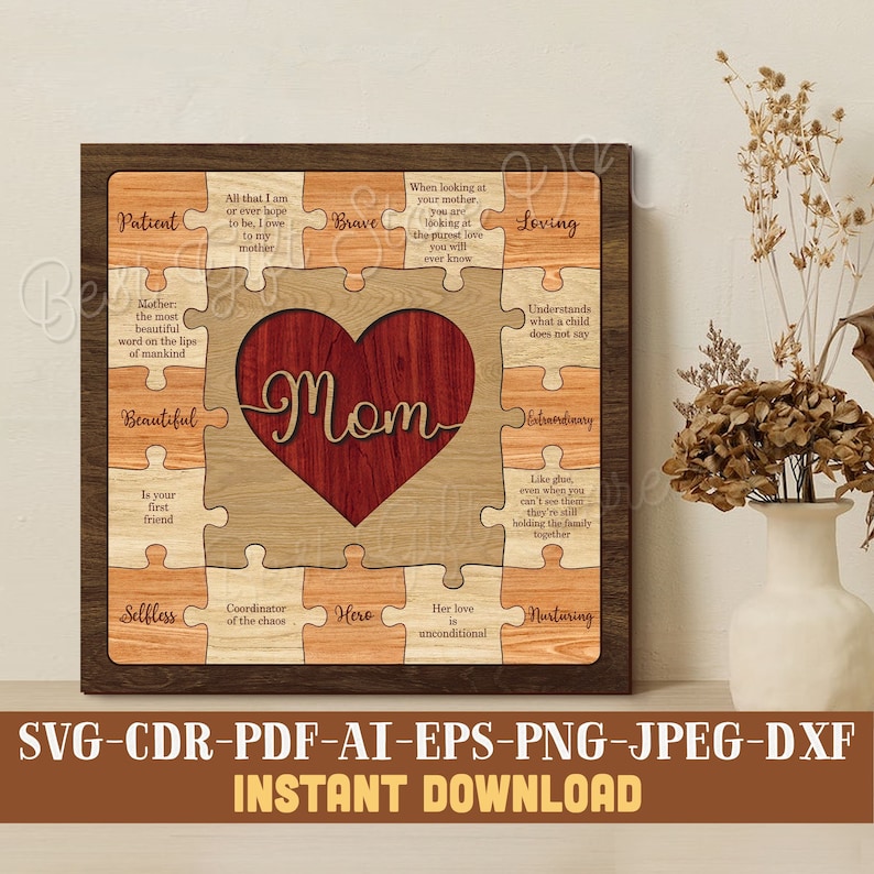 Mom Puzzle SVG Laser File for Mothers Day Puzzle Sign - Etsy