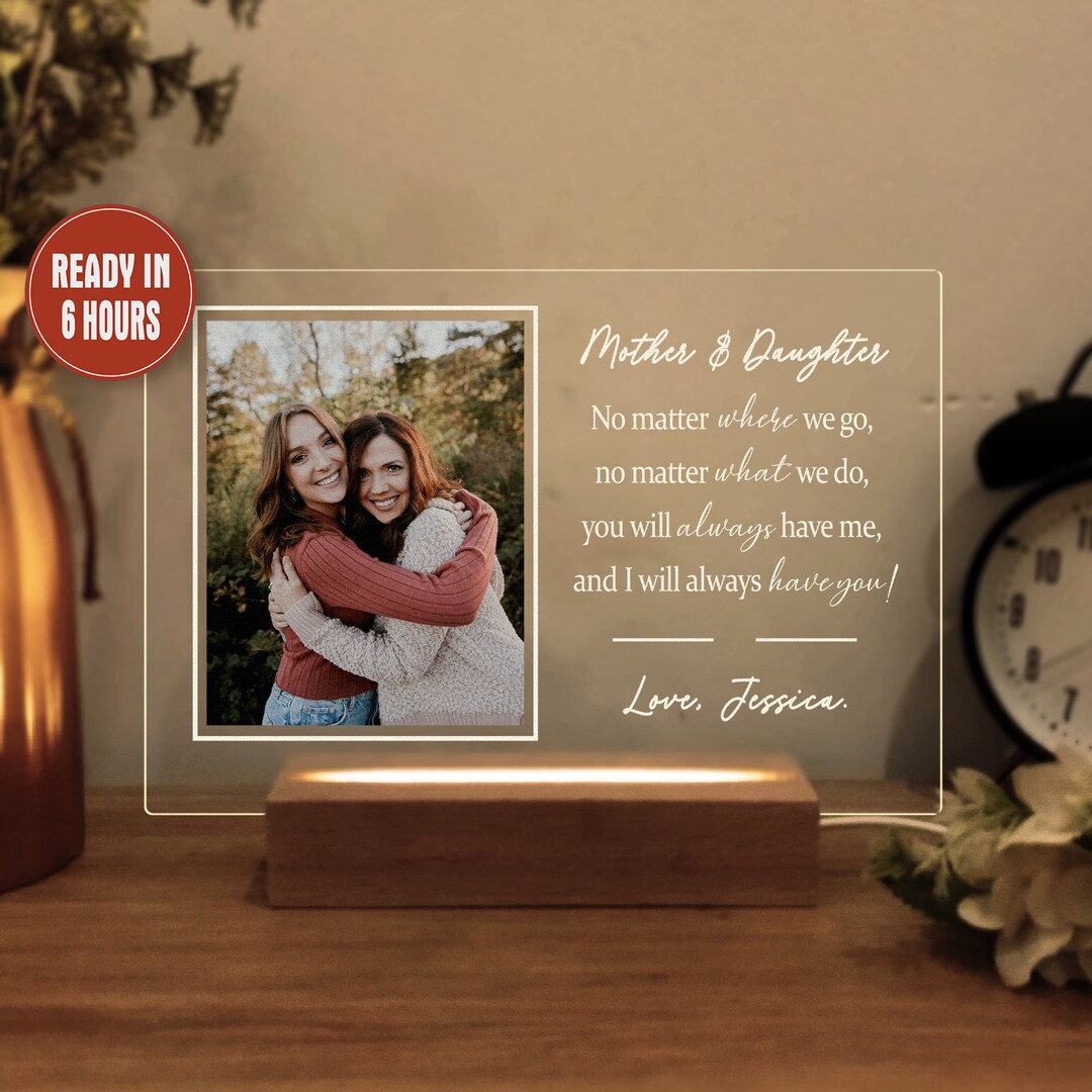 Personalized Mother and Daughter Photo Night Light, Mother's Day Gift ...