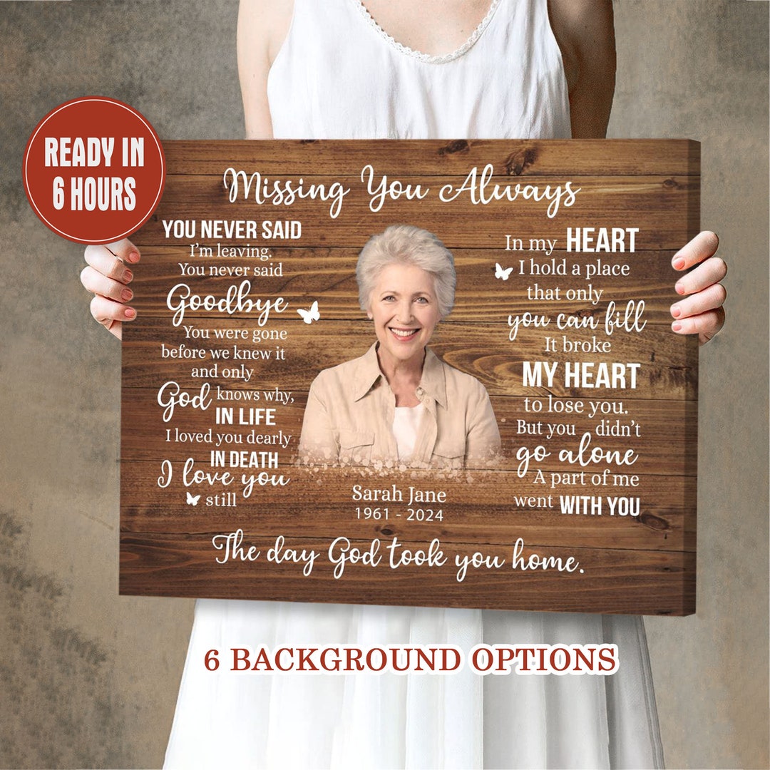 Personalized Mom Grandma Memorial Photo Gift Memorial Wall Art for Loss ...