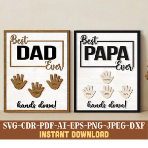 Best Dad Ever Hand Down SVG Laser Personalized Fathers Day Gift Custom ...
