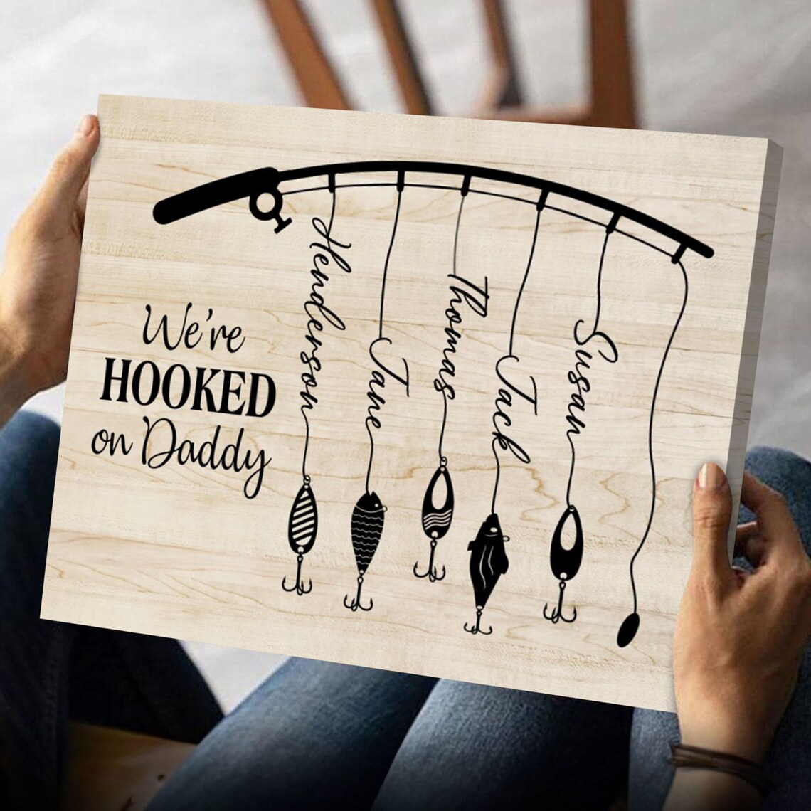 Personalized Father's Day We're Hooked on Daddy Canvas Gift for Father ...