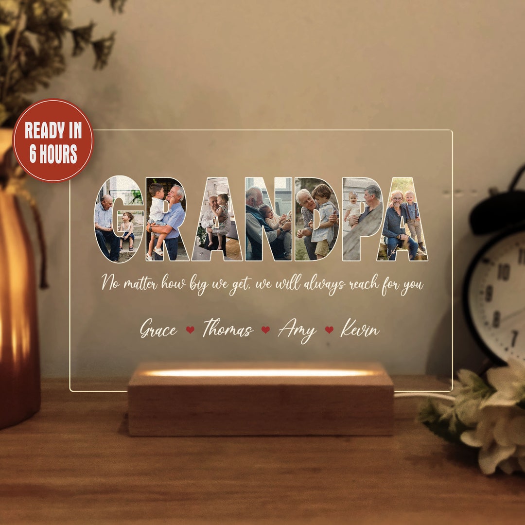 Personalized Grandpa Photo Collage Night Light Grandpa Collage Gift ...