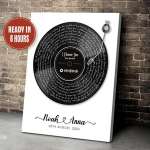Custom Song Lyrics Vinyl Record Art Prints Personalized Wedding Song ...