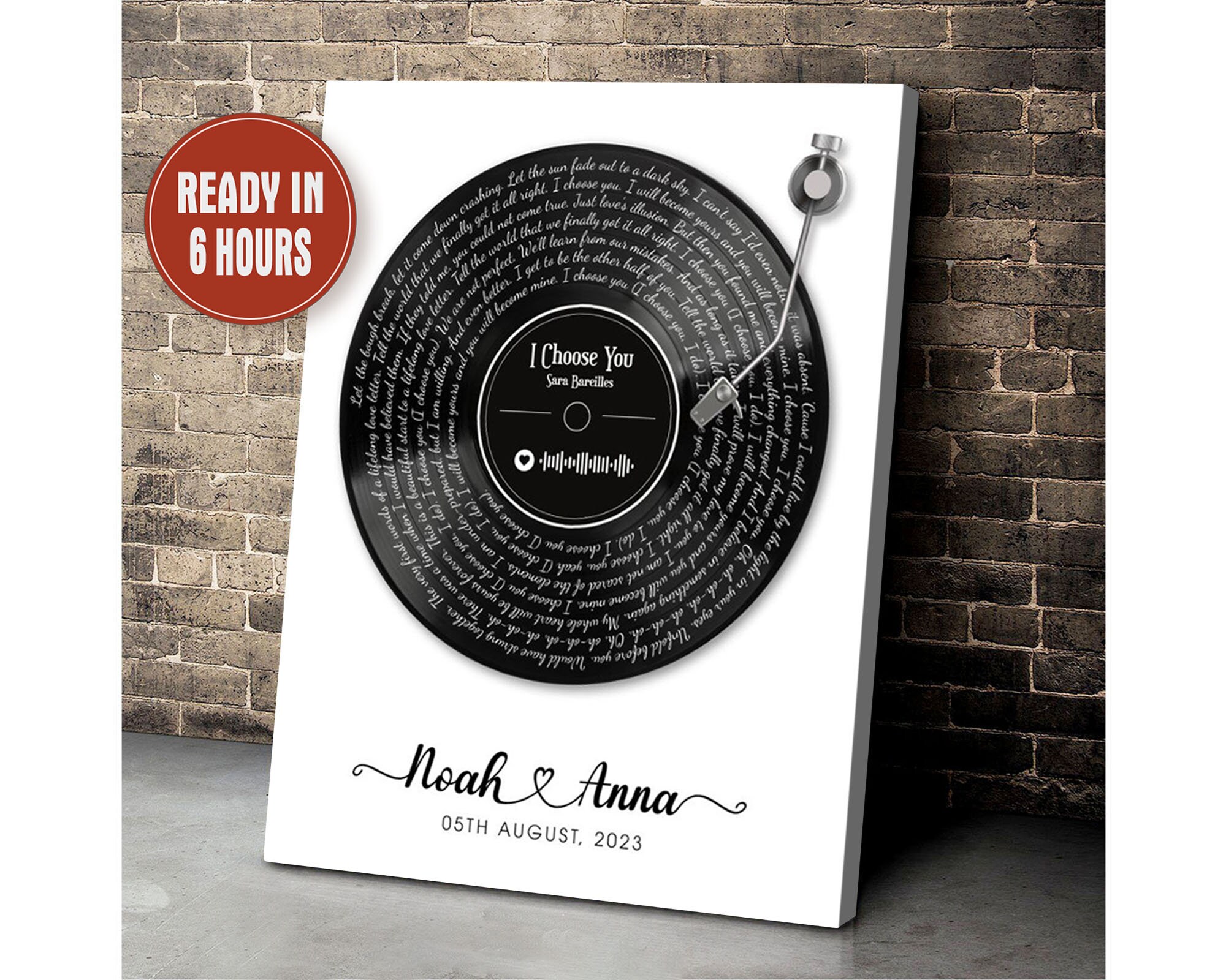 Custom Song Lyrics Vinyl Record Art Prints Personalized Wedding Song ...