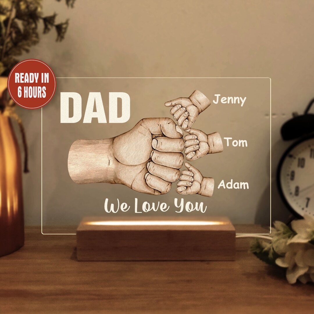 Personalized Fist Bump Fathers Day Night Light Fist Bump US Flag Night ...