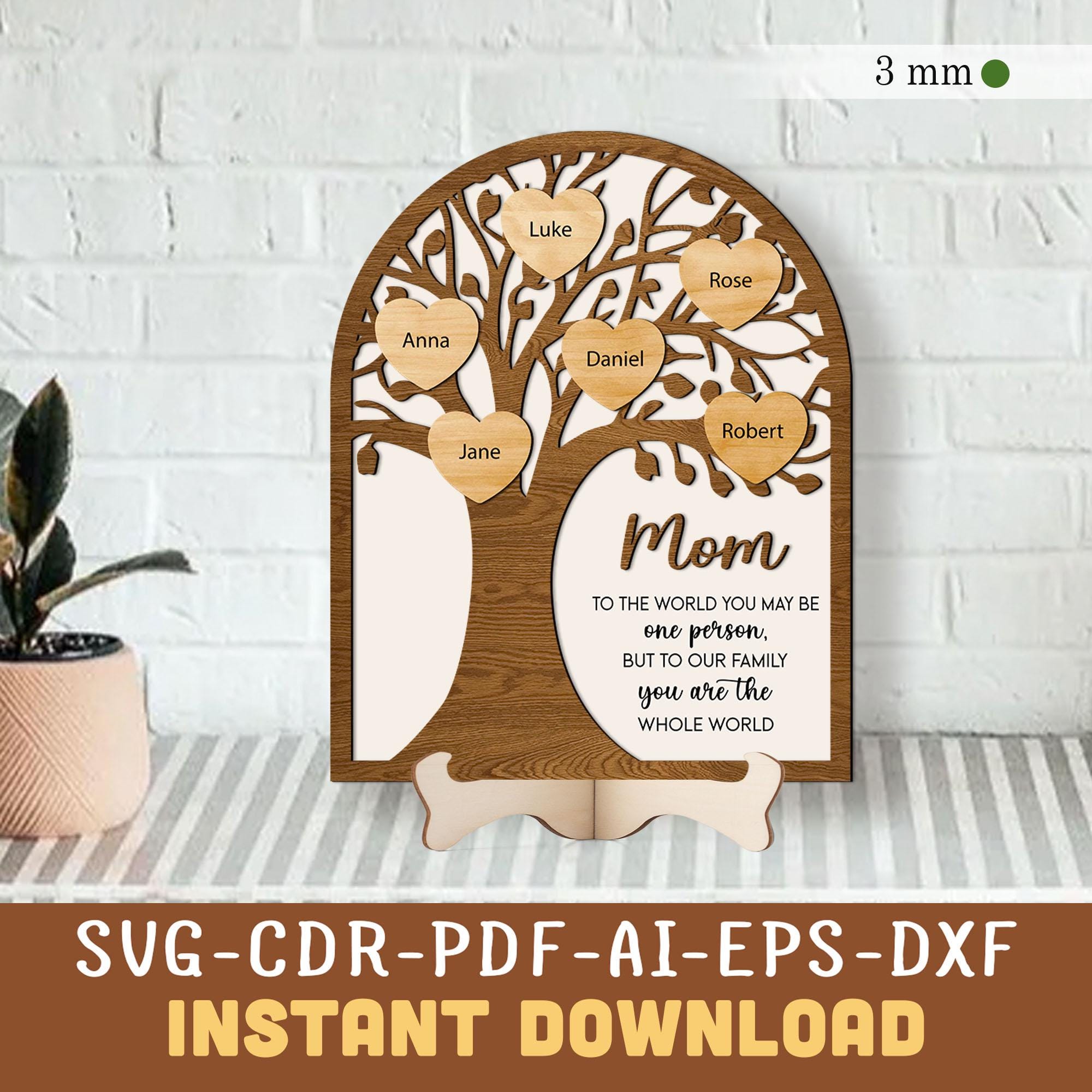 Family Tree mother's Day SVG Laser Cut Digital Files, Mom Tree Svg ...