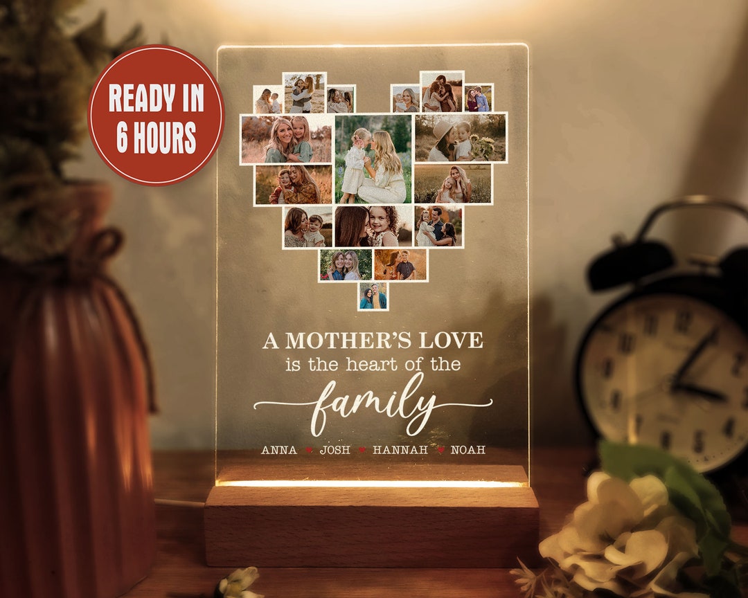 Personalized Mother's Day Photo Collage Night Light, Family Photo ...