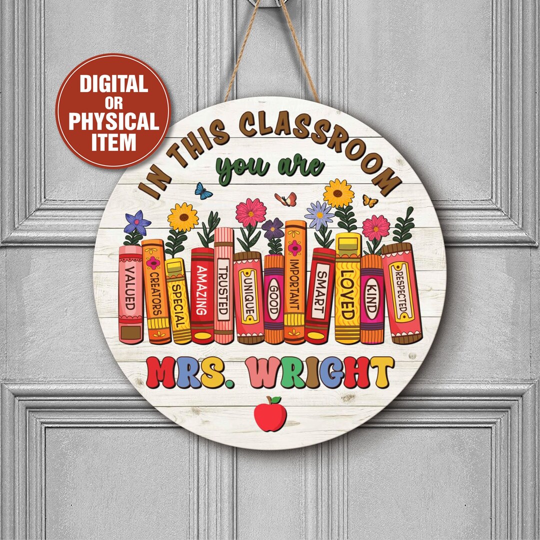 Personalized Teacher Door Sign, Teacher Classroom Door Hanger ...
