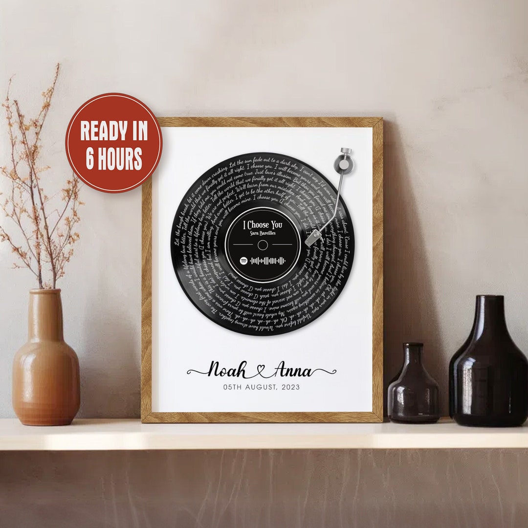 Custom Song Lyrics Vinyl Record Art Prints Personalized Wedding Song ...