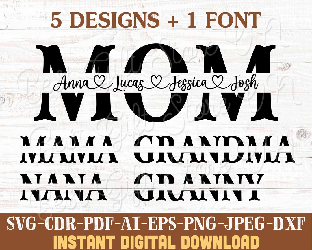 Mothers Day SVG Mom SVG Mama SVG Mom Split Name Frame Svg Mum Svg Mom ...