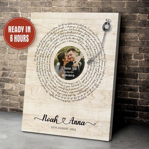 Custom Vinyl Record Song Lyrics Print With Photo Gift for Wedding 1st ...