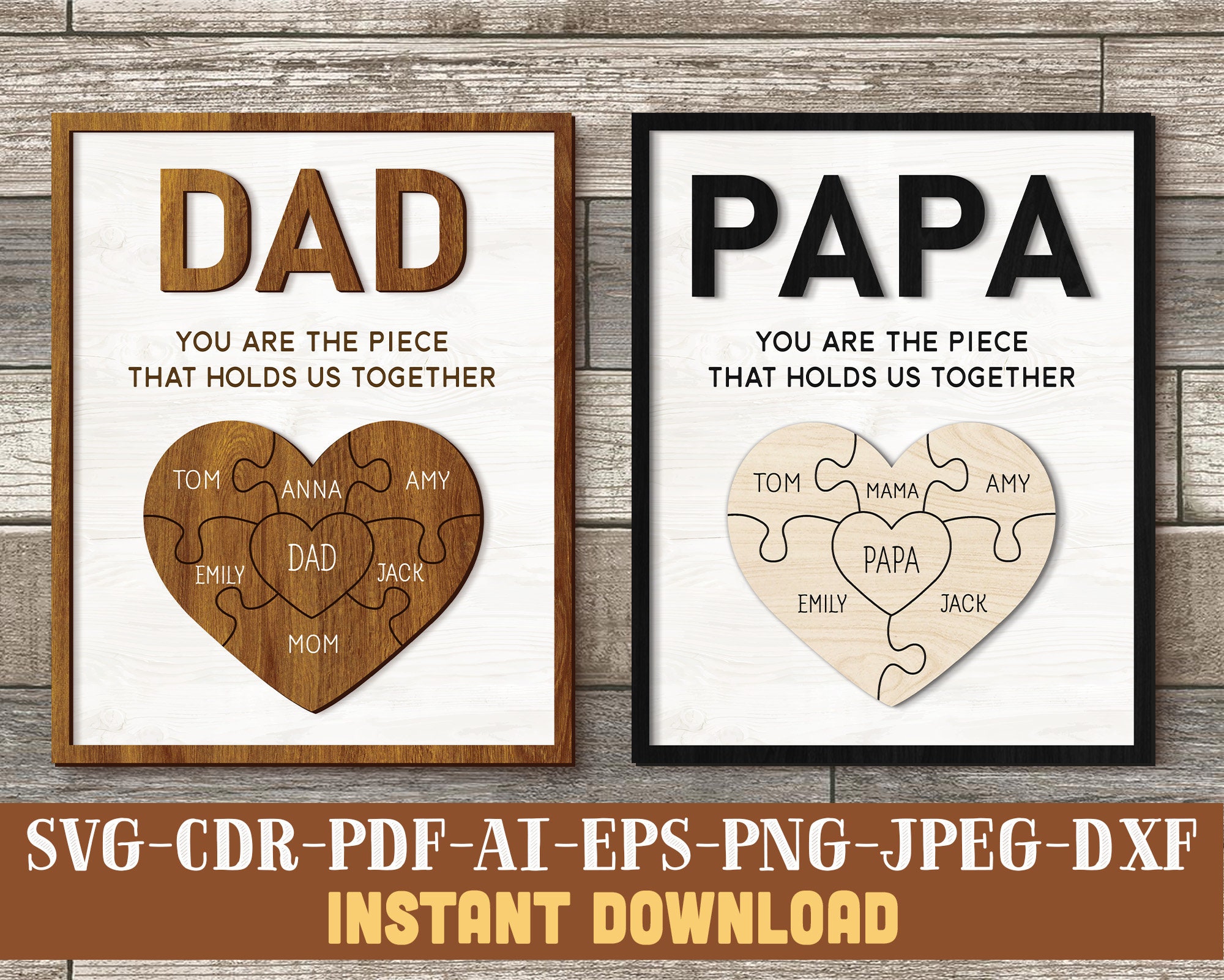 Dad Puzzle Sign SVG Laser File for Father's Day Dad You Are the Piece ...