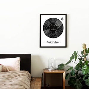 Custom Song Lyrics Vinyl Record Art Prints Personalized Wedding Song ...