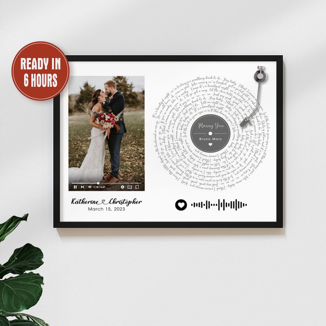 Wedding Song Lyrics With Photo Personalized Vinyl Record Song With ...