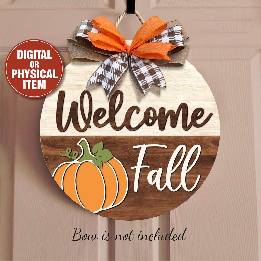 Welcome Fall Door Hanger Fall Door Sign Fall Door Hanger Fall Pumpkin ...