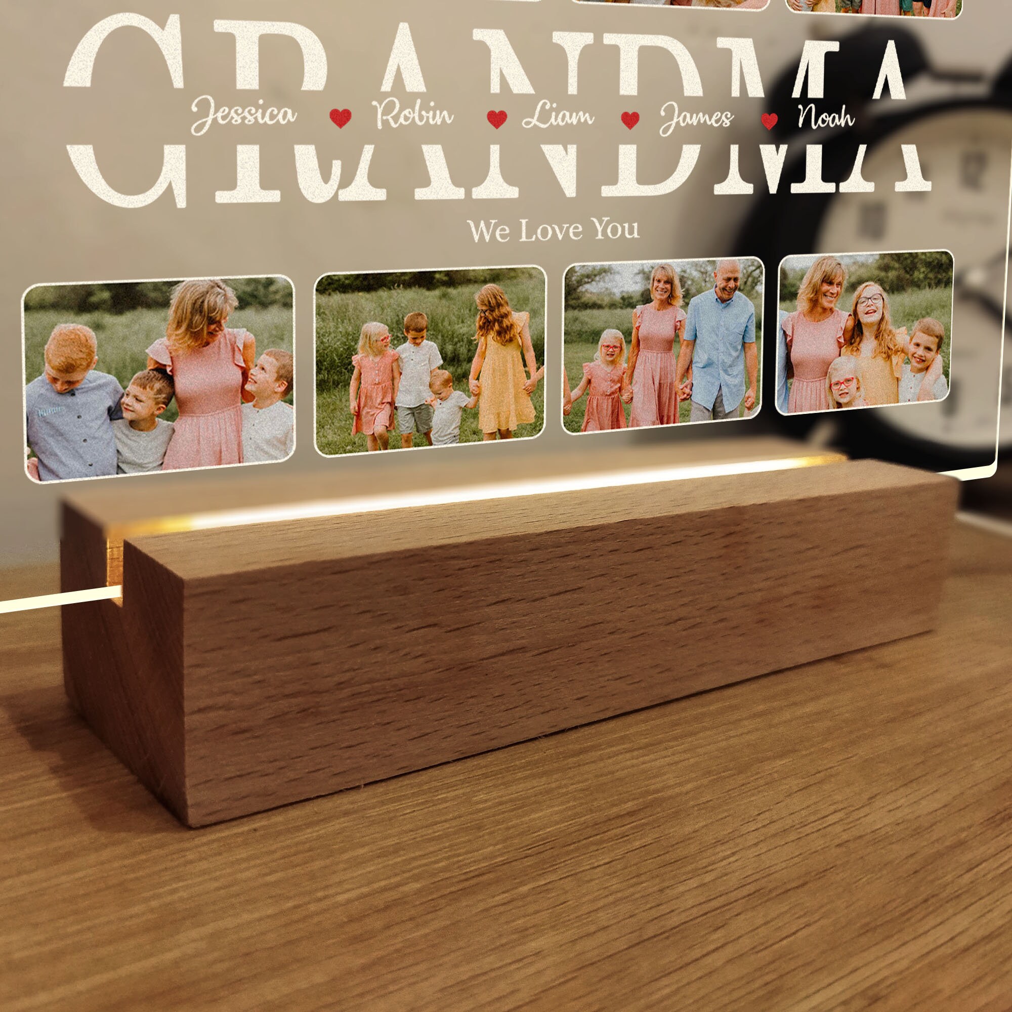Personalized Grandma Photo Night Light, Grandma Photo Collage Gift for ...