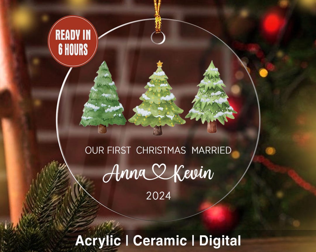 Our First Christmas Married Ornaments, Personalized Just Married ...