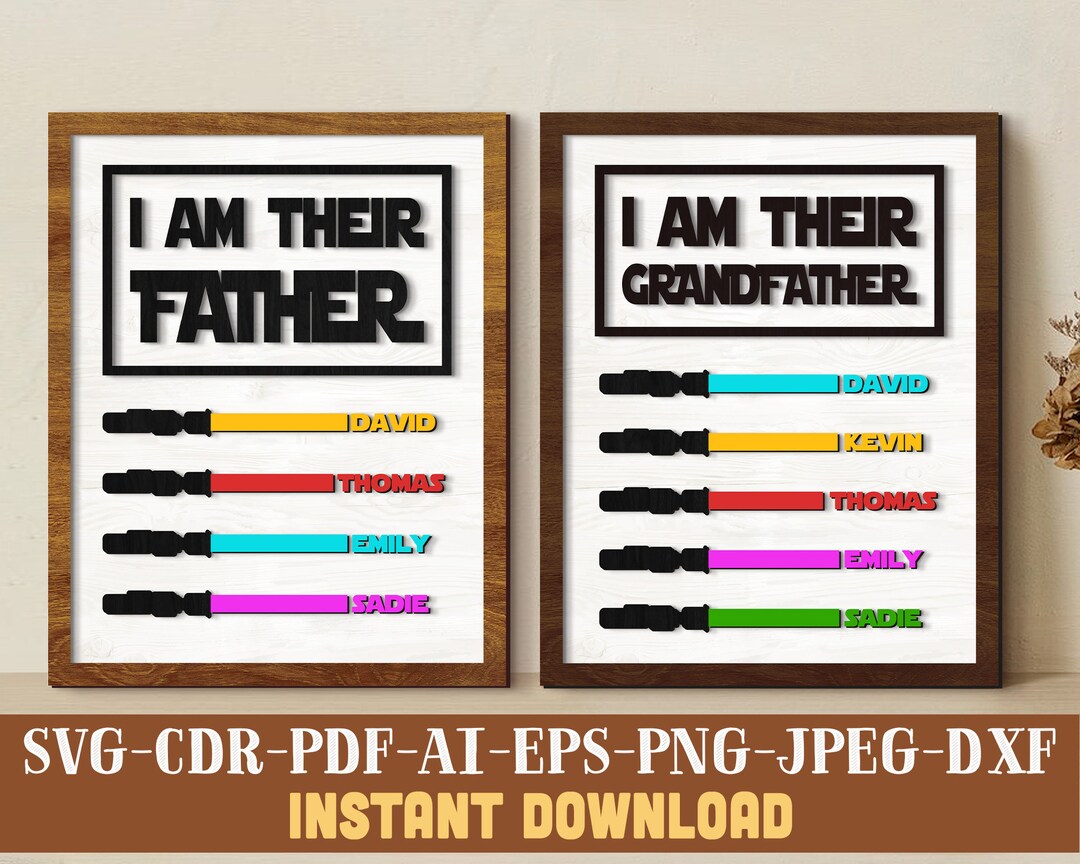 I Am Their Father Wood Sign Laser File Personalized Gift for Dad ...