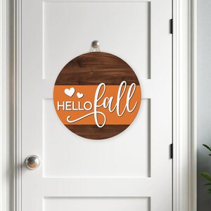 Hello Fall Welcome Door Sign, Fall Round Door Sign Decor, Hello Fall ...