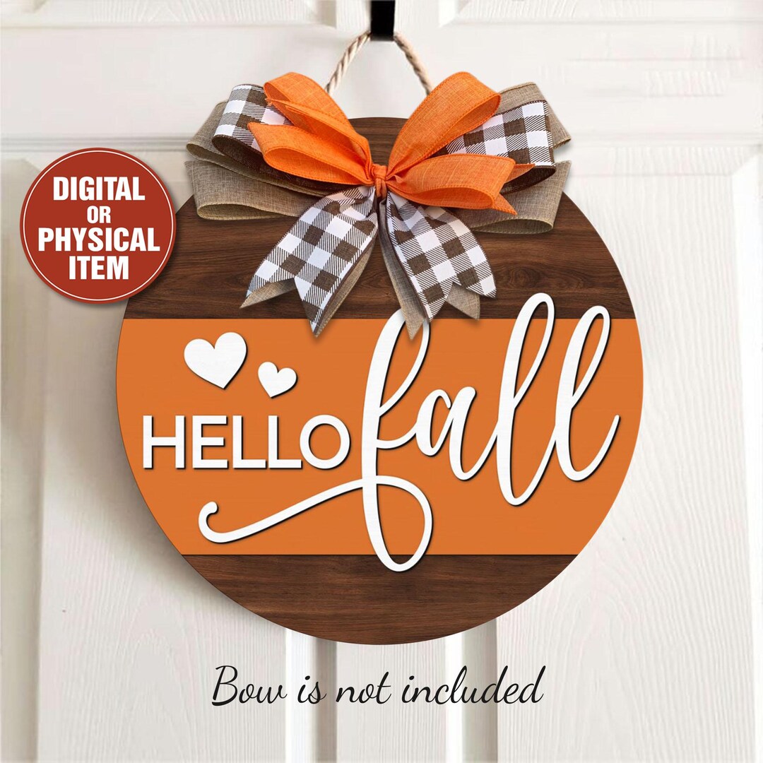 Hello Fall Welcome Door Sign, Fall Round Door Sign Decor, Hello Fall ...