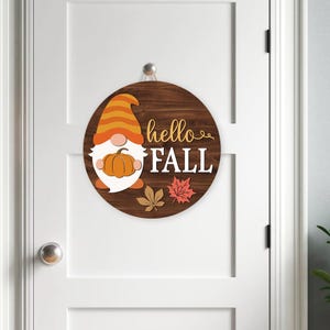 Hello Fall Gnome Door Sign, Hello Fall Door Sign, Hello Fall Sign ...