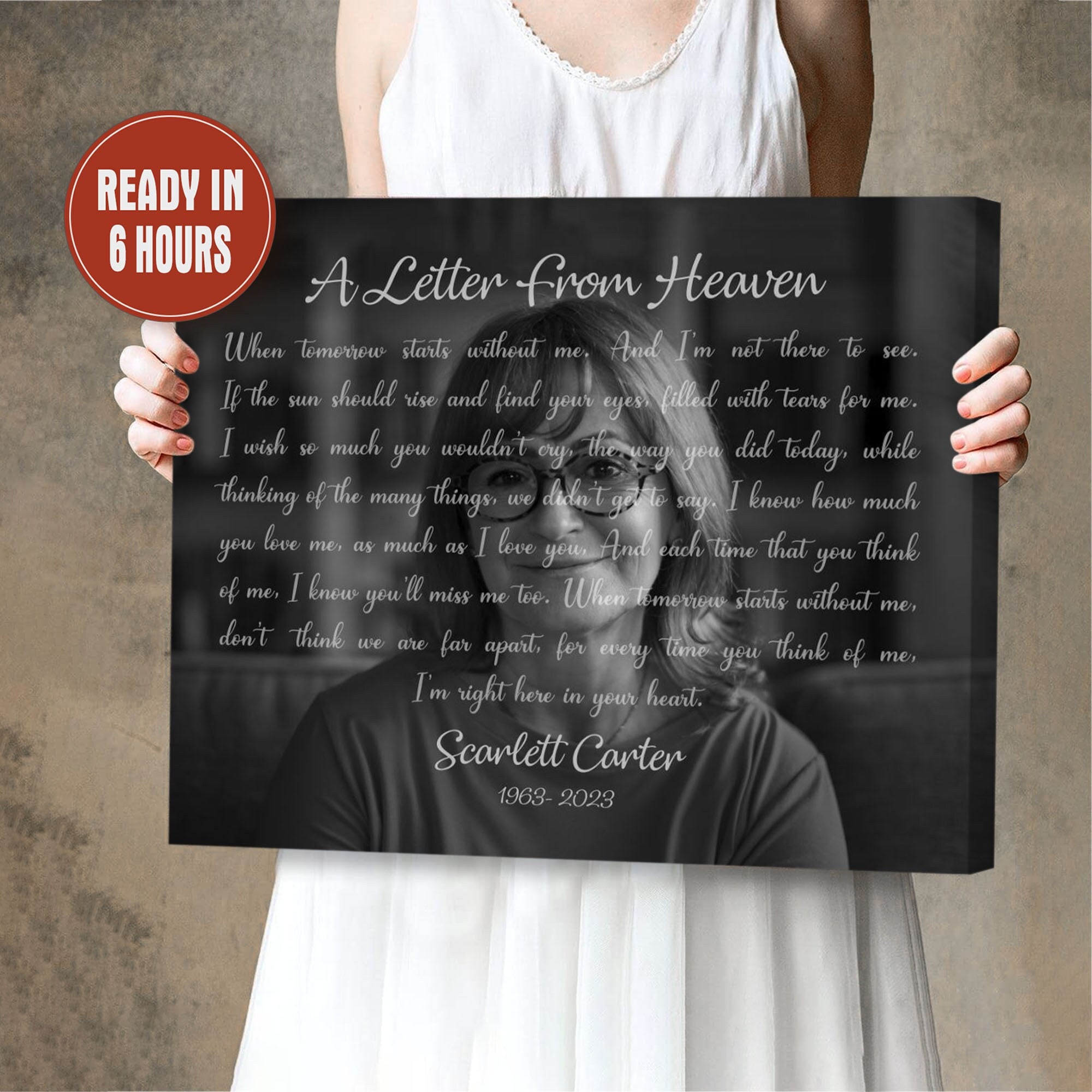 A Letter From Heaven Personalized Memorial Photo Gift for Loss of ...