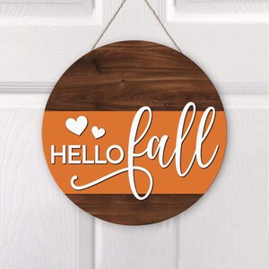 Hello Fall Welcome Door Sign, Fall Round Door Sign Decor, Hello Fall ...