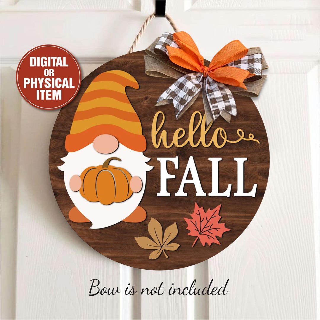 Hello Fall Gnome Door Sign, Hello Fall Door Sign, Hello Fall Sign ...