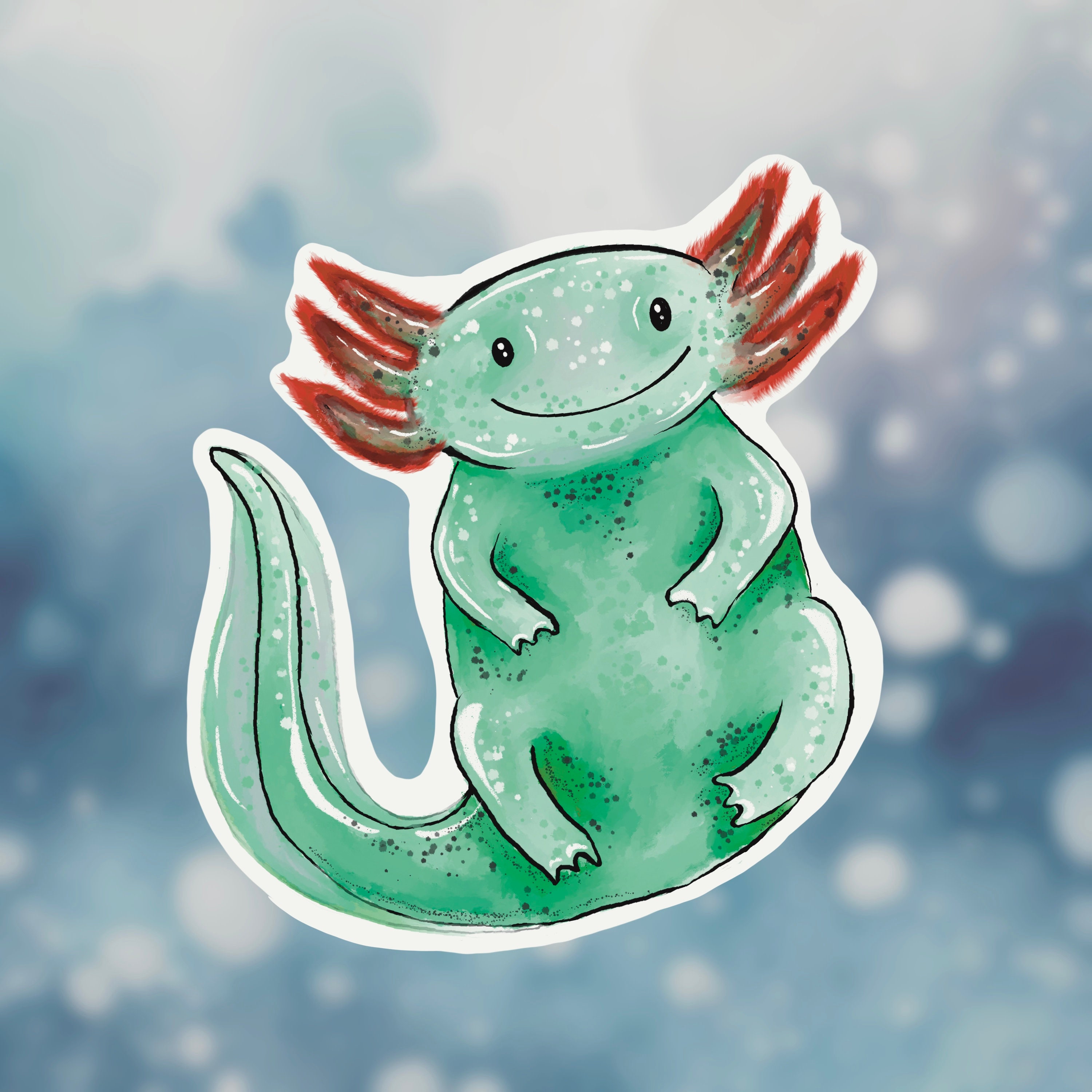 Axolotl Sticker, Green Axolotl, Axolotl Decal, Axolotl Gift, Water ...