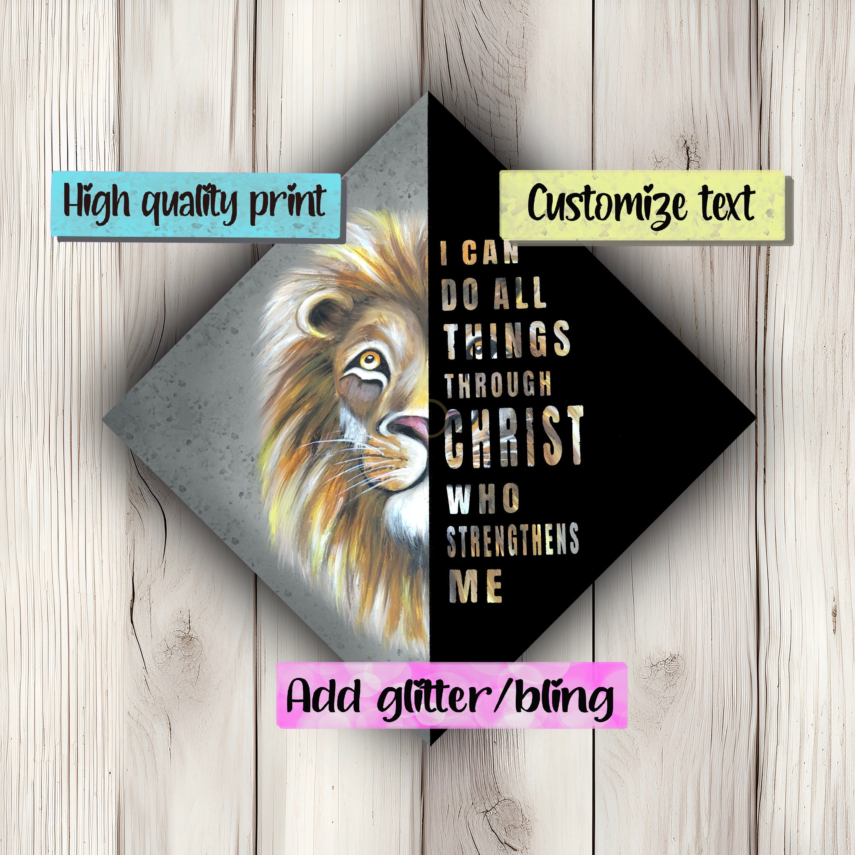 Custom Grad Cap Topper - Lion Graduation Cap - Graduation Cap Topper ...