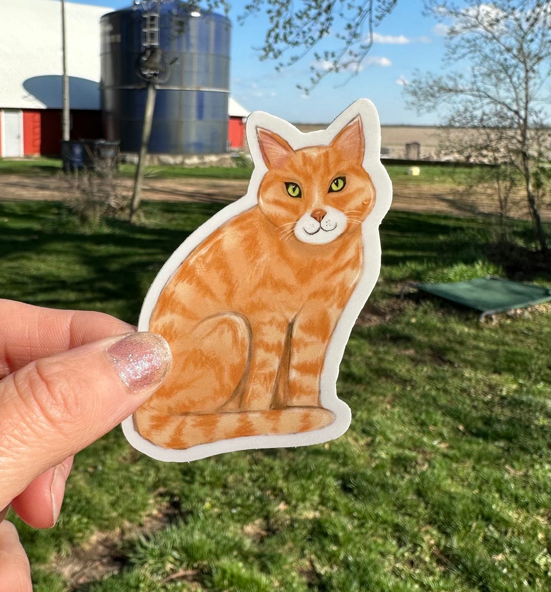 Orange Cat Sticker, Ginger Cat Sticker, Cat, Cat Art, Cute Sticker ...