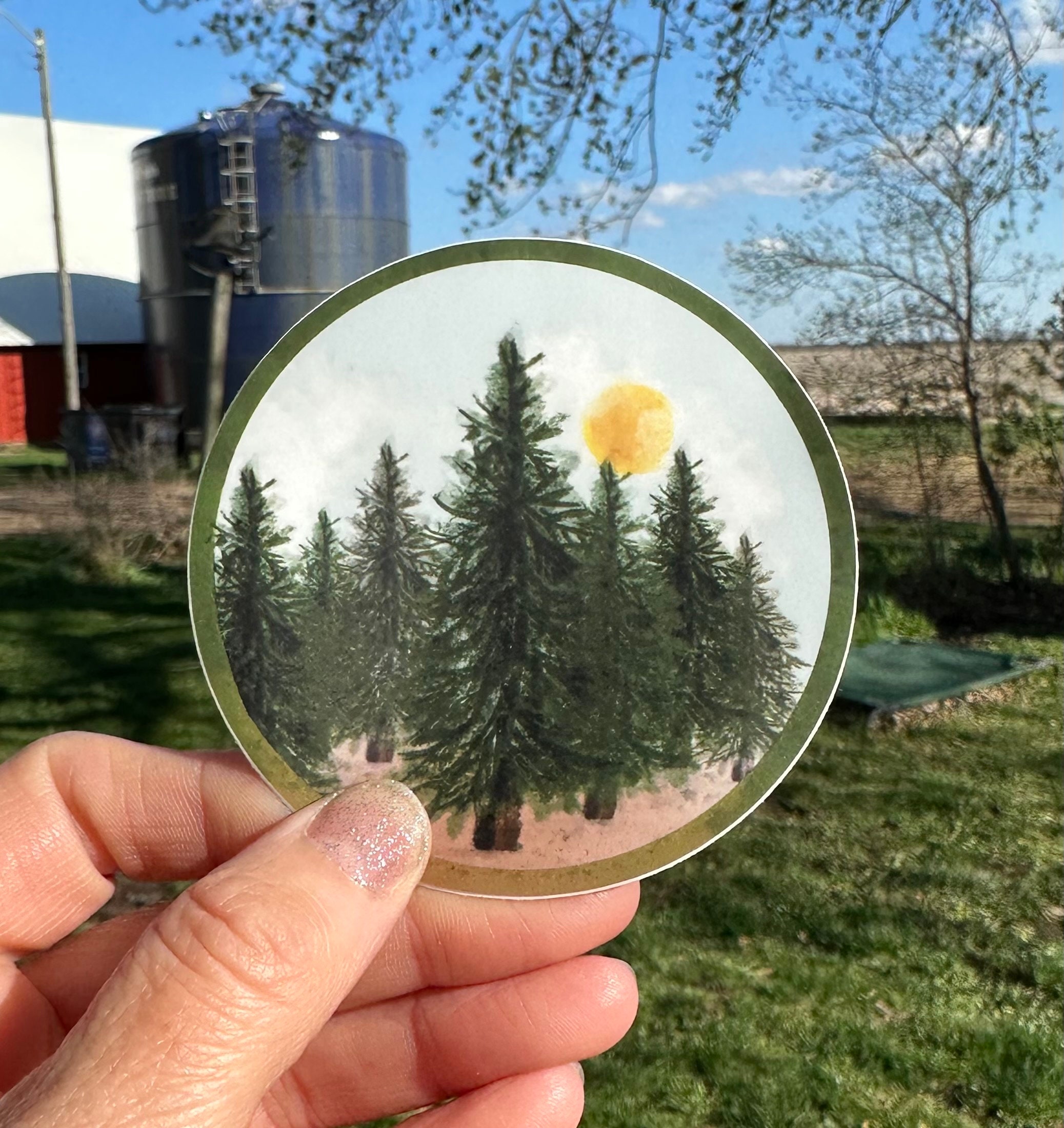 Pine Trees Sticker, Water Bottle Sticker, Laptop Decal, Waterproof ...