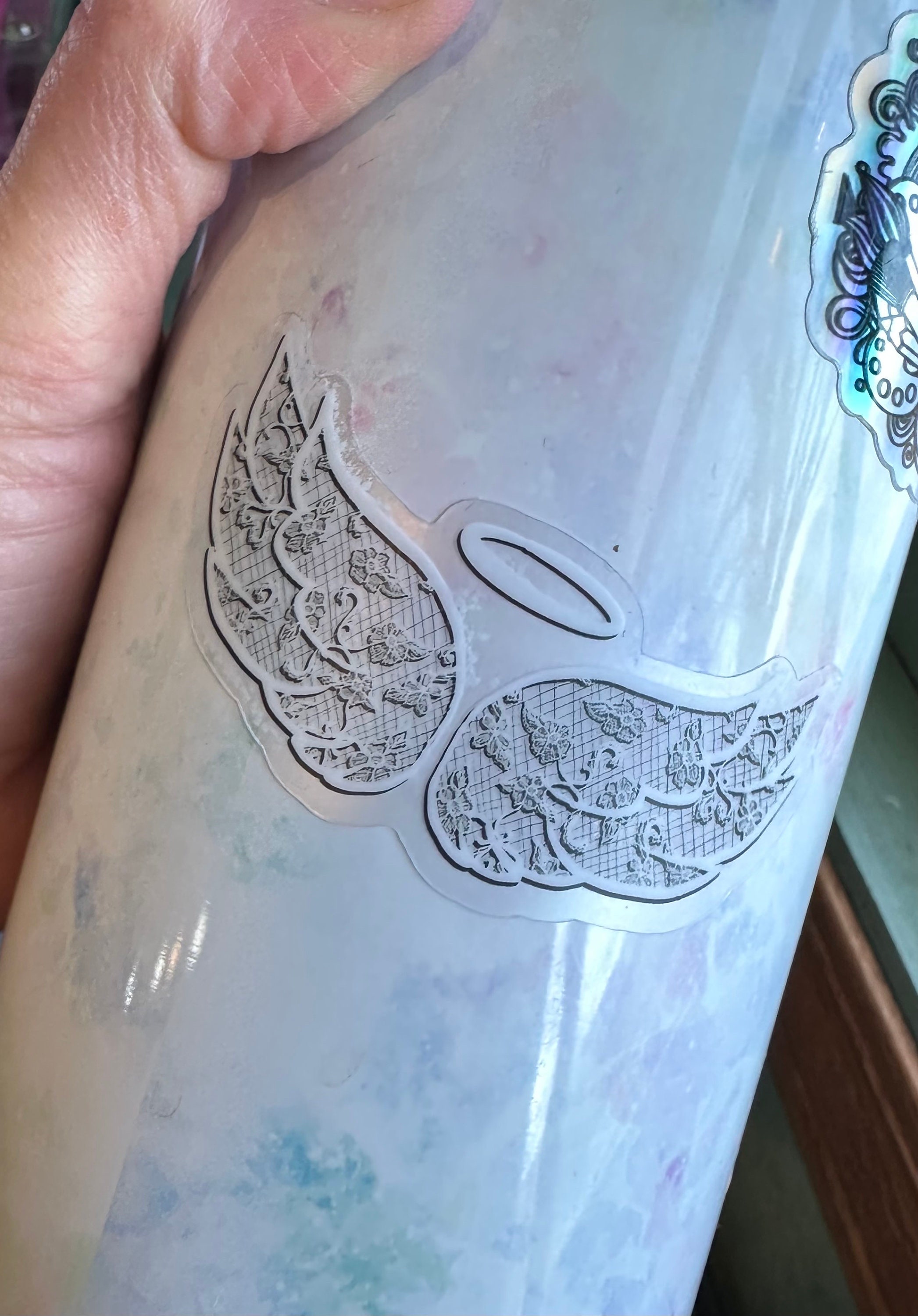 Lace Angel Wings, Clear Sticker, Angel, Wings, Angel Wings, Lace, Vinyl ...