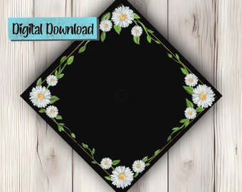 Printable Grad Cap Topper - Groovy Floral Graduation Cap - Graduation ...