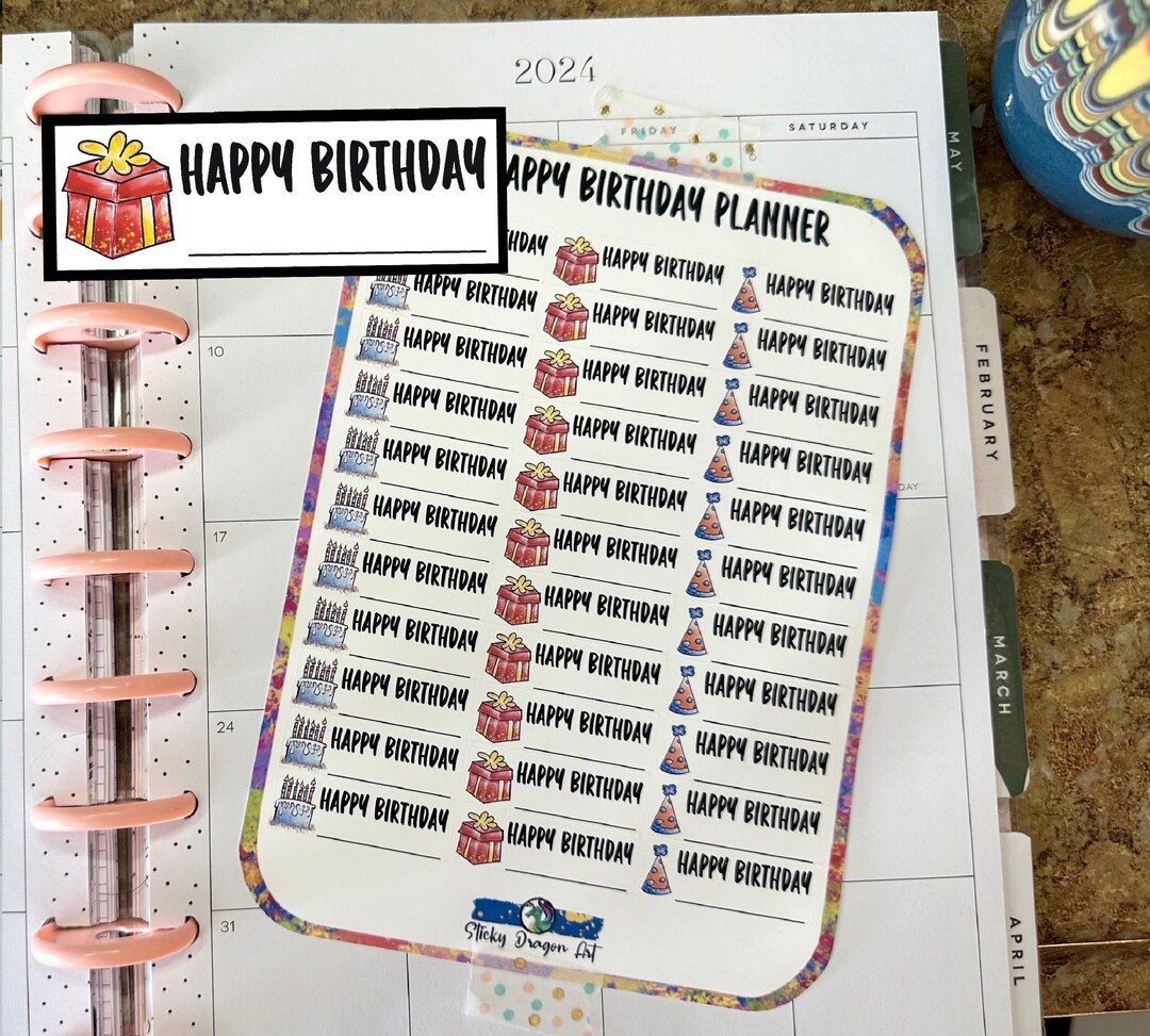 Birthday Planner Stickers - Birthday Reminders - Birthday Reminder ...