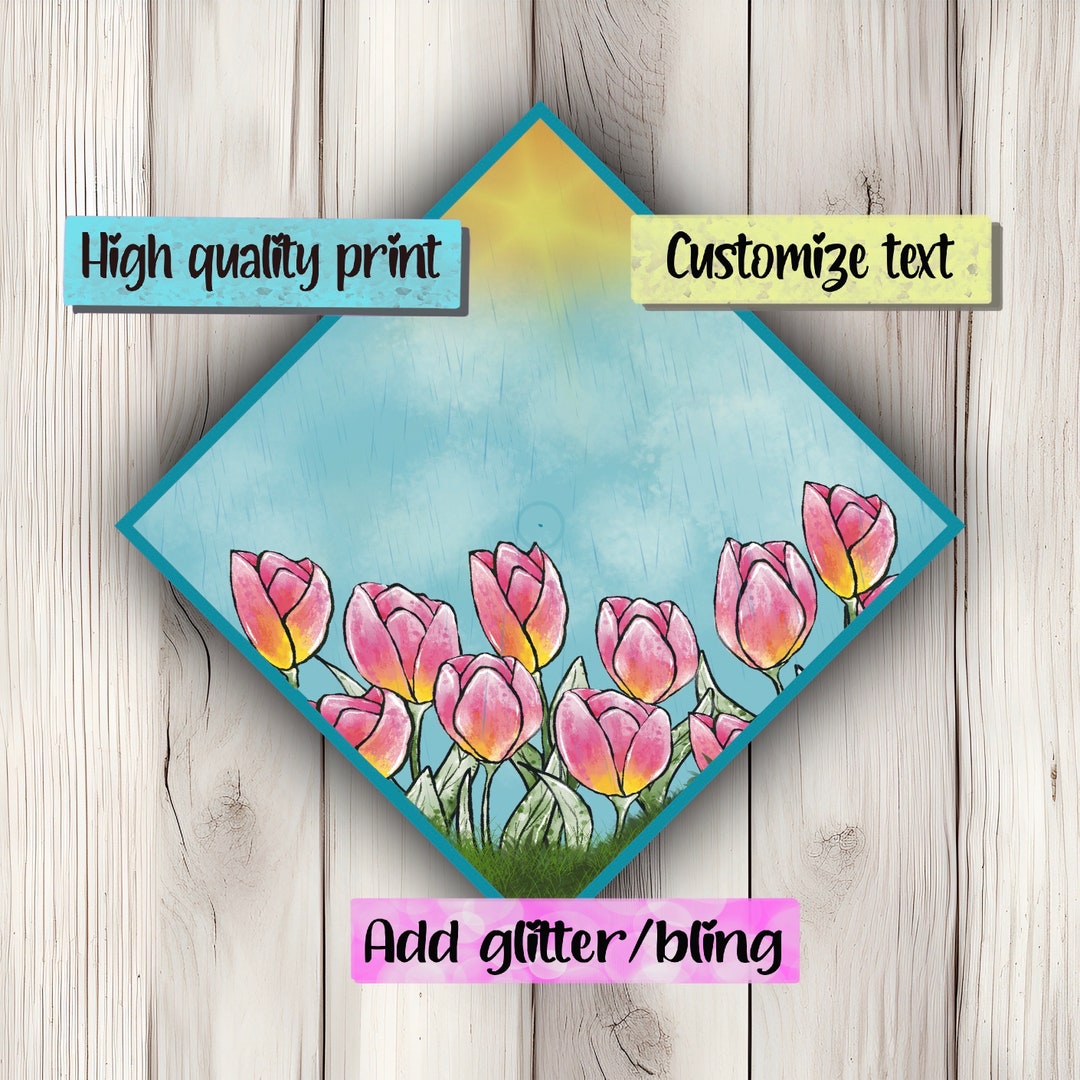 Custom Grad Cap Topper - Tulips Graduation Cap - Graduation Cap Topper ...