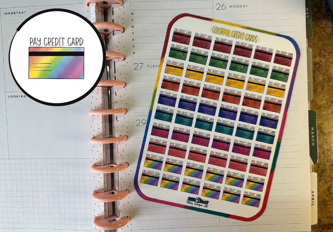 Colorful Credit Card Planner Stickers - Credit Card Stickers - Budget ...