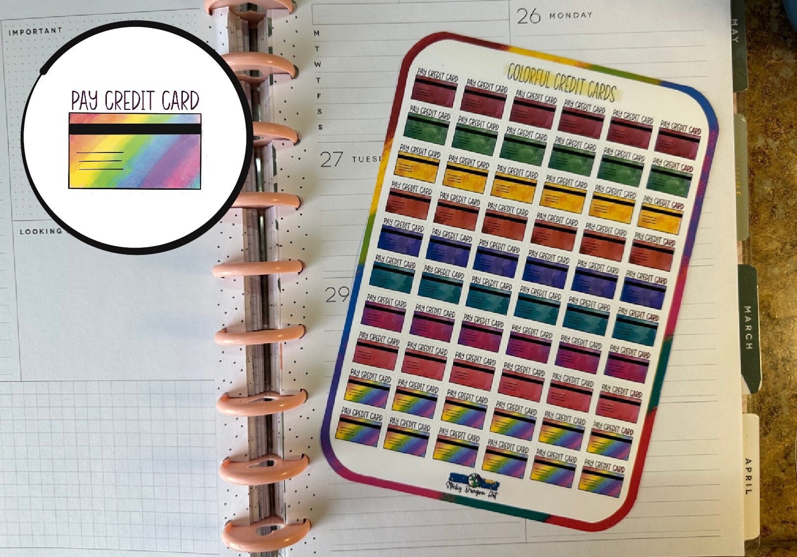 Colorful Credit Card Planner Stickers Credit Card Stickers Budget ...