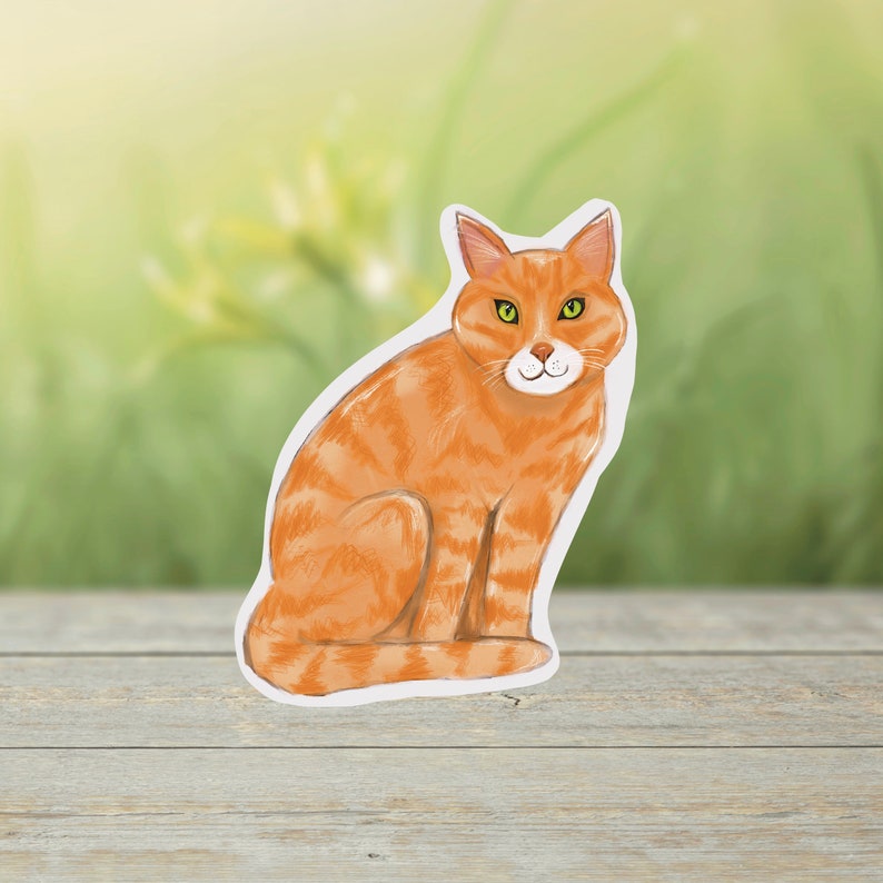 Orange Cat Sticker, Ginger Cat Sticker, Cat, Cat Art, Cute Sticker ...