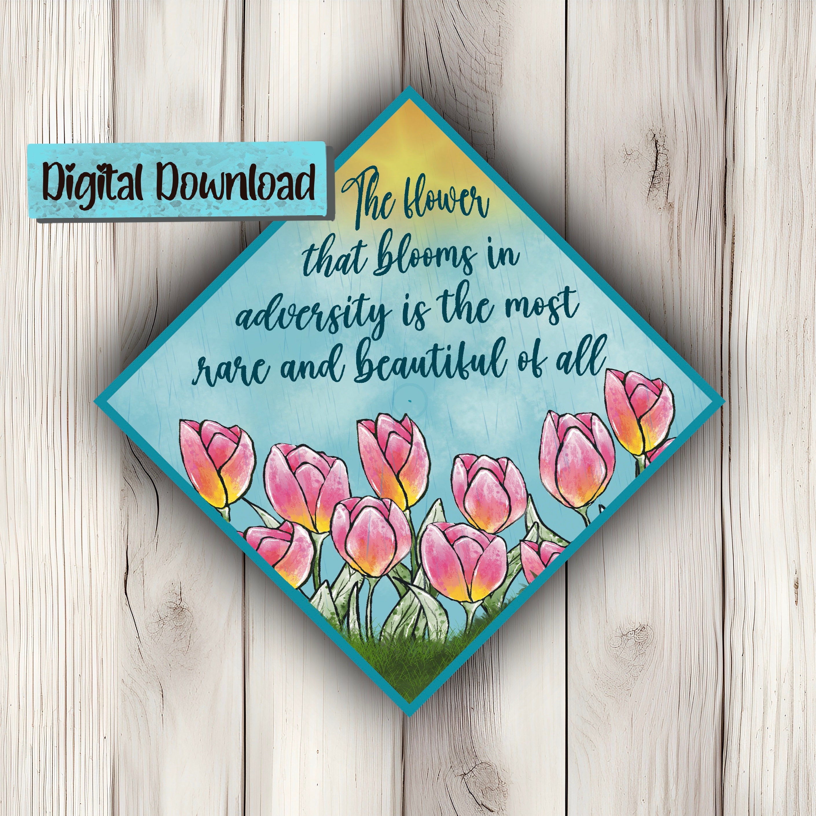 Printable Grad Cap Topper - Tulips Graduation Cap - Graduation Cap ...