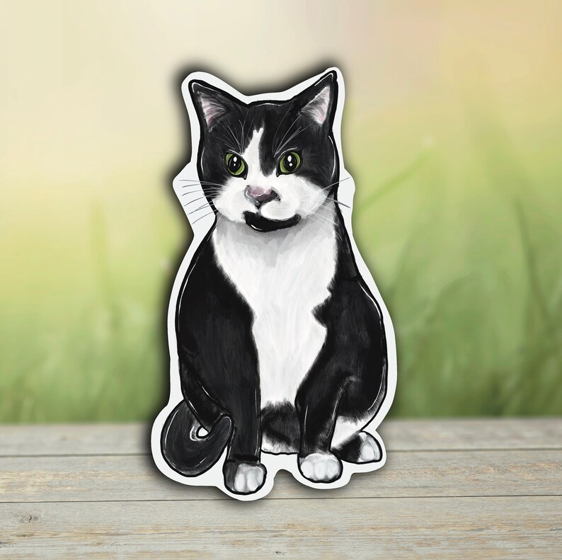 Tuxedo Cat Sticker, Water Bottle Sticker, Cat Stickers, Cat Gifts, Cat ...